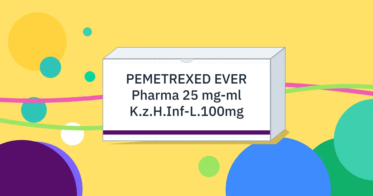 Symbolbild: Packung mit der Aufschrift PEMETREXED EVER Pharma 25 mg-ml K.z.H.Inf-L.100mg (PZN 16771142) – Verfügbarkeit und Bezug in Apotheken in Frankfurt am Main