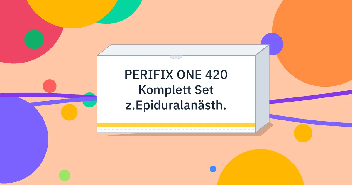 Symbolbild: Packung mit der Aufschrift PERIFIX ONE 420 Komplett Set z.Epiduralanästh. (PZN 06849972) – Verfügbarkeit und Bezug in Apotheken in Frankfurt am Main