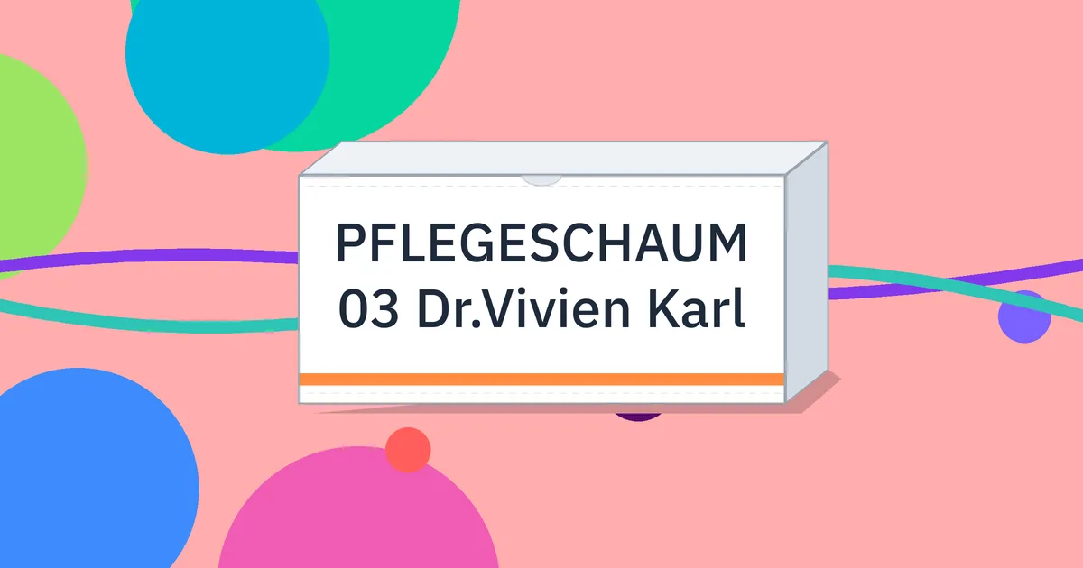 Symbolbild: Packung mit der Aufschrift PFLEGESCHAUM 03 Dr.Vivien Karl (PZN 19222861) – Verfügbarkeit und Bezug in Apotheken in Frankfurt am Main