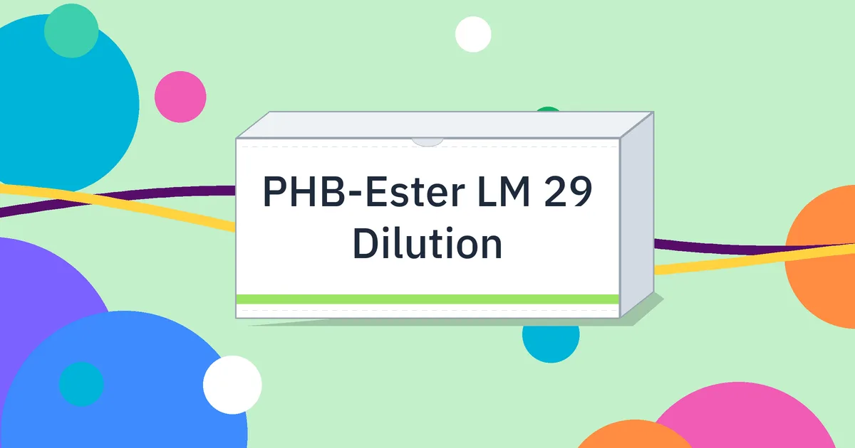 Symbolbild: Packung mit der Aufschrift PHB-Ester LM 29 Dilution (PZN 12978314) – Verfügbarkeit und Bezug in Apotheken in Frankfurt am Main
