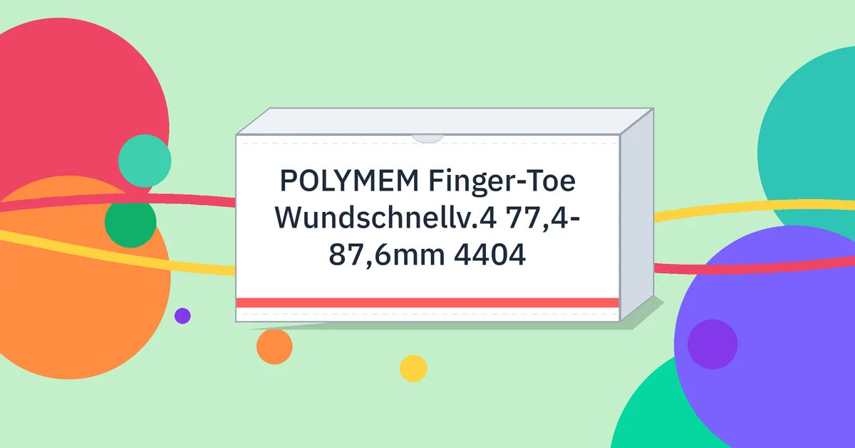 Symbolbild: Packung mit der Aufschrift POLYMEM Finger-Toe Wundschnellv.4 77,4-87,6mm 4404 (PZN 12451759) – Verfügbarkeit und Bezug in Apotheken in Frankfurt am Main