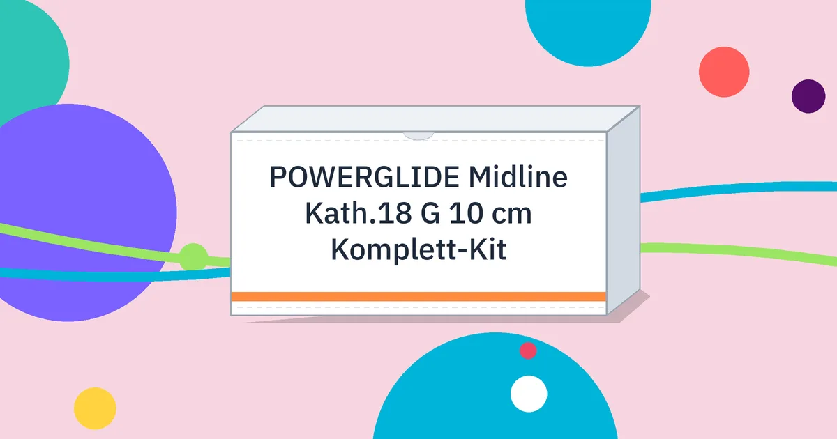 Symbolbild: Packung mit der Aufschrift POWERGLIDE Midline Kath.18 G 10 cm Komplett-Kit (PZN 12777857) – Verfügbarkeit und Bezug in Apotheken in Frankfurt am Main