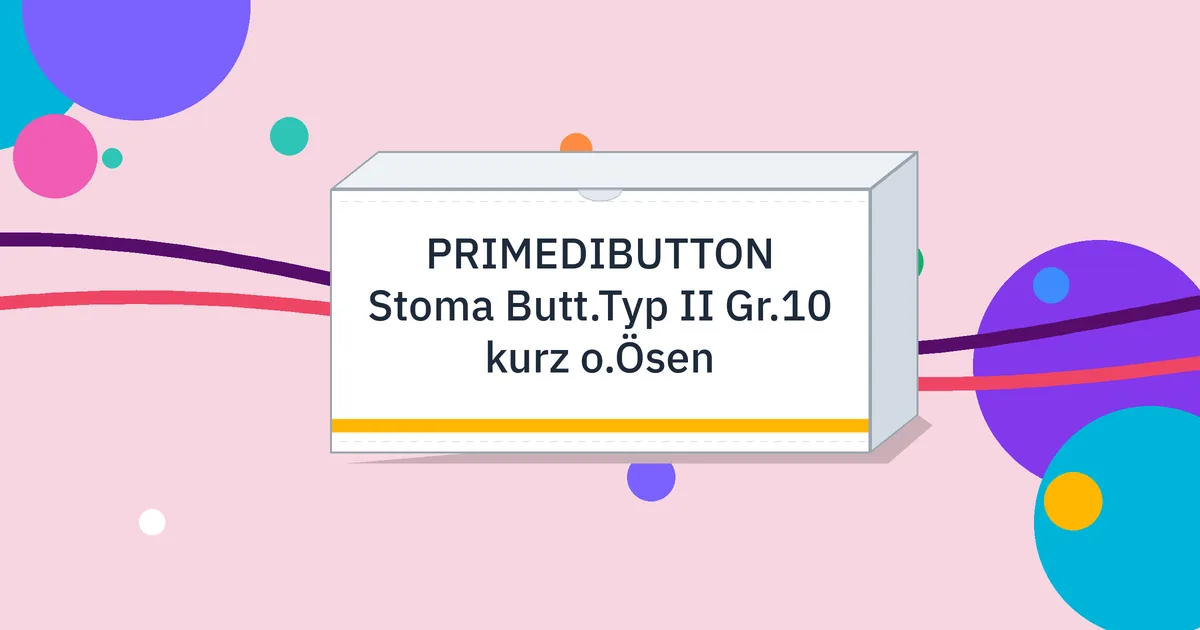 Symbolbild: Packung mit der Aufschrift PRIMEDIBUTTON Stoma Butt.Typ II Gr.10 kurz o.Ösen (PZN 10791445) – Verfügbarkeit und Bezug in Apotheken in Frankfurt am Main