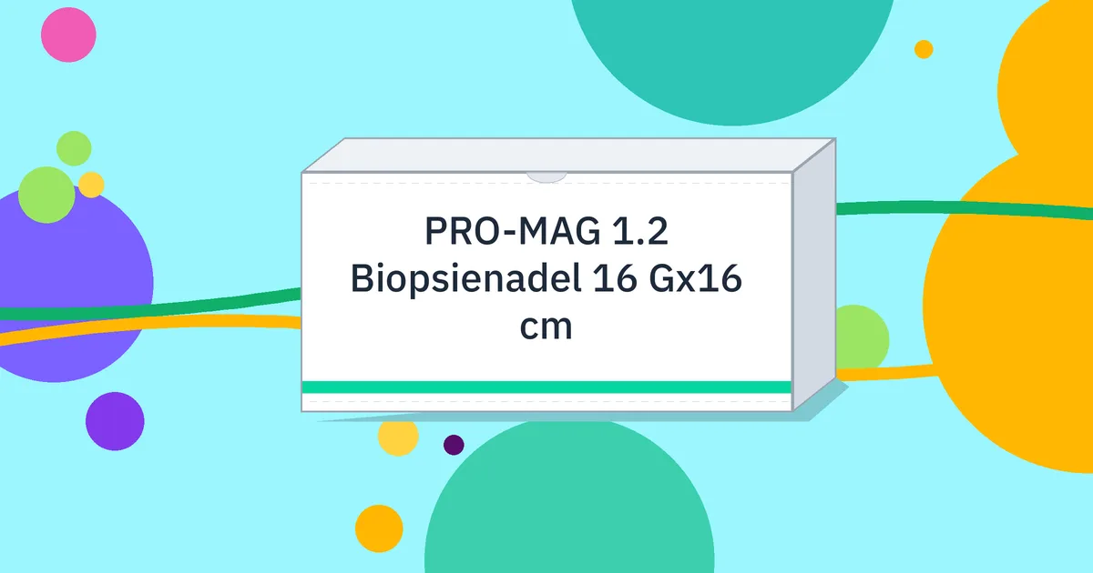 Symbolbild: Packung mit der Aufschrift PRO-MAG 1.2 Biopsienadel 16 Gx16 cm (PZN 06768179) – Verfügbarkeit und Bezug in Apotheken in Frankfurt am Main