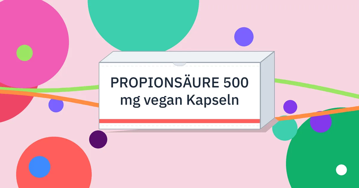 Symbolbild: Packung mit der Aufschrift PROPIONSÄURE 500 mg vegan Kapseln (PZN 18075866) – Verfügbarkeit und Bezug in Apotheken in Frankfurt am Main