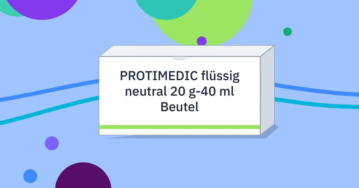 Symbolbild: Packung mit der Aufschrift PROTIMEDIC flüssig neutral 20 g-40 ml Beutel (PZN 18097247) – Verfügbarkeit und Bezug in Apotheken in Frankfurt am Main