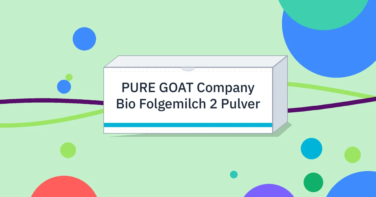 Symbolbild: Packung mit der Aufschrift PURE GOAT Company Bio Folgemilch 2 Pulver (PZN 18017449) – Verfügbarkeit und Bezug in Apotheken in Frankfurt am Main