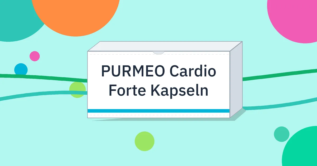 Symbolbild: Packung mit der Aufschrift PURMEO Cardio Forte Kapseln (PZN 18173706) – Verfügbarkeit und Bezug in Apotheken in Frankfurt am Main