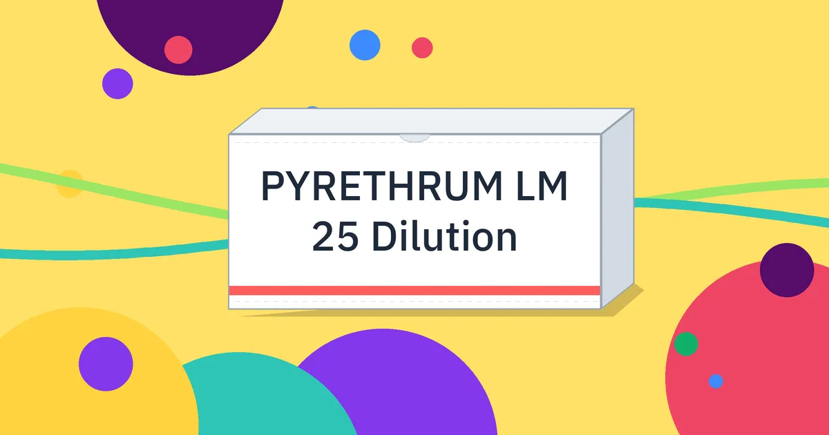 Symbolbild: Packung mit der Aufschrift PYRETHRUM LM 25 Dilution (PZN 13671925) – Verfügbarkeit und Bezug in Apotheken in Frankfurt am Main