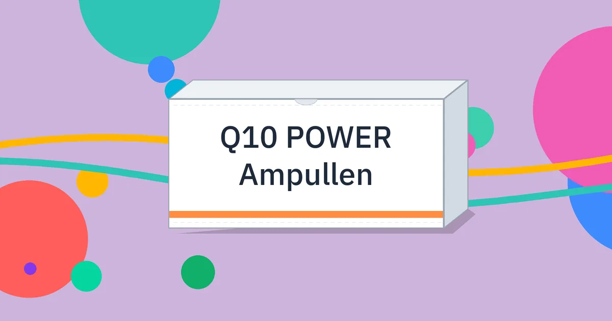 Symbolbild: Packung mit der Aufschrift Q10 POWER Ampullen (PZN 06943725) – Verfügbarkeit und Bezug in Apotheken in Frankfurt am Main
