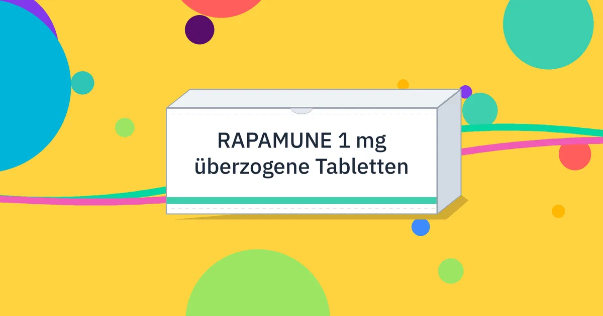 Symbolbild: Packung mit der Aufschrift RAPAMUNE 1 mg überzogene Tabletten (PZN 11055731) – Verfügbarkeit und Bezug in Apotheken in Frankfurt am Main