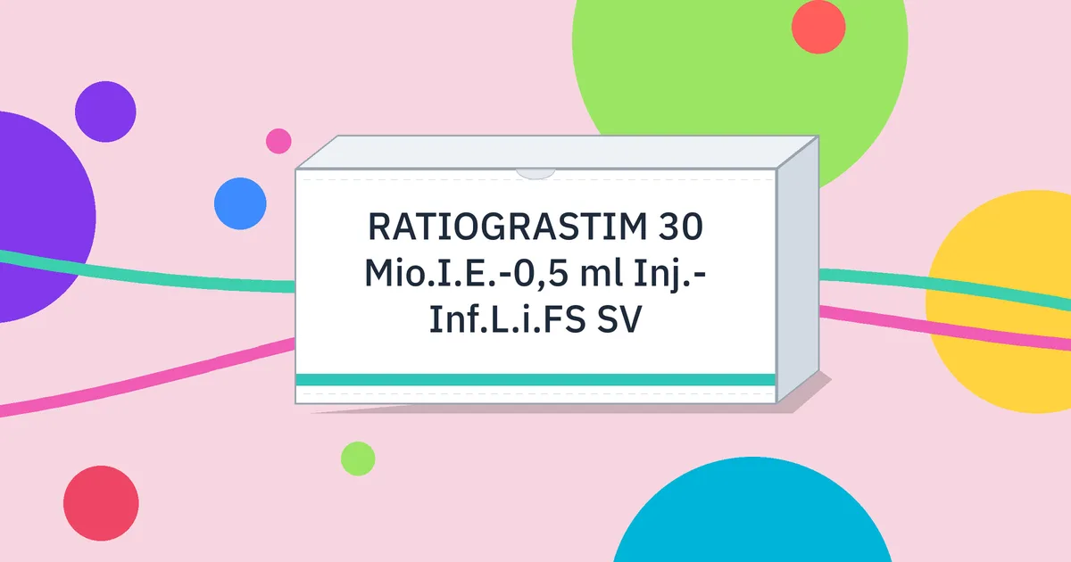 Symbolbild: Packung mit der Aufschrift RATIOGRASTIM 30 Mio.I.E.-0,5 ml Inj.-Inf.L.i.FS SV (PZN 12391307) – Verfügbarkeit und Bezug in Apotheken in Frankfurt am Main