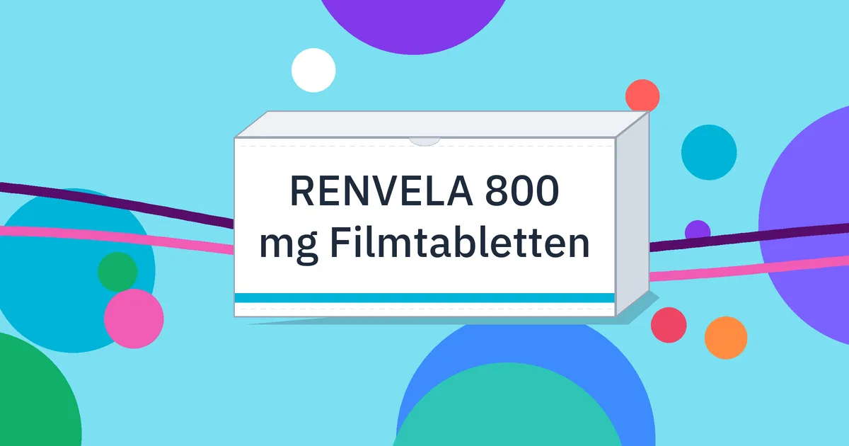 Symbolbild: Packung mit der Aufschrift RENVELA 800 mg Filmtabletten (PZN 20371827) – Verfügbarkeit und Bezug in Apotheken in Frankfurt am Main