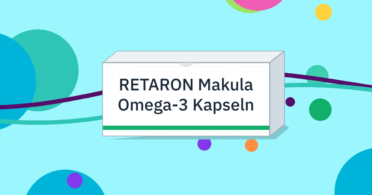 Symbolbild: Packung mit der Aufschrift RETARON Makula Omega-3 Kapseln (PZN 19642853) – Verfügbarkeit und Bezug in Apotheken in Frankfurt am Main