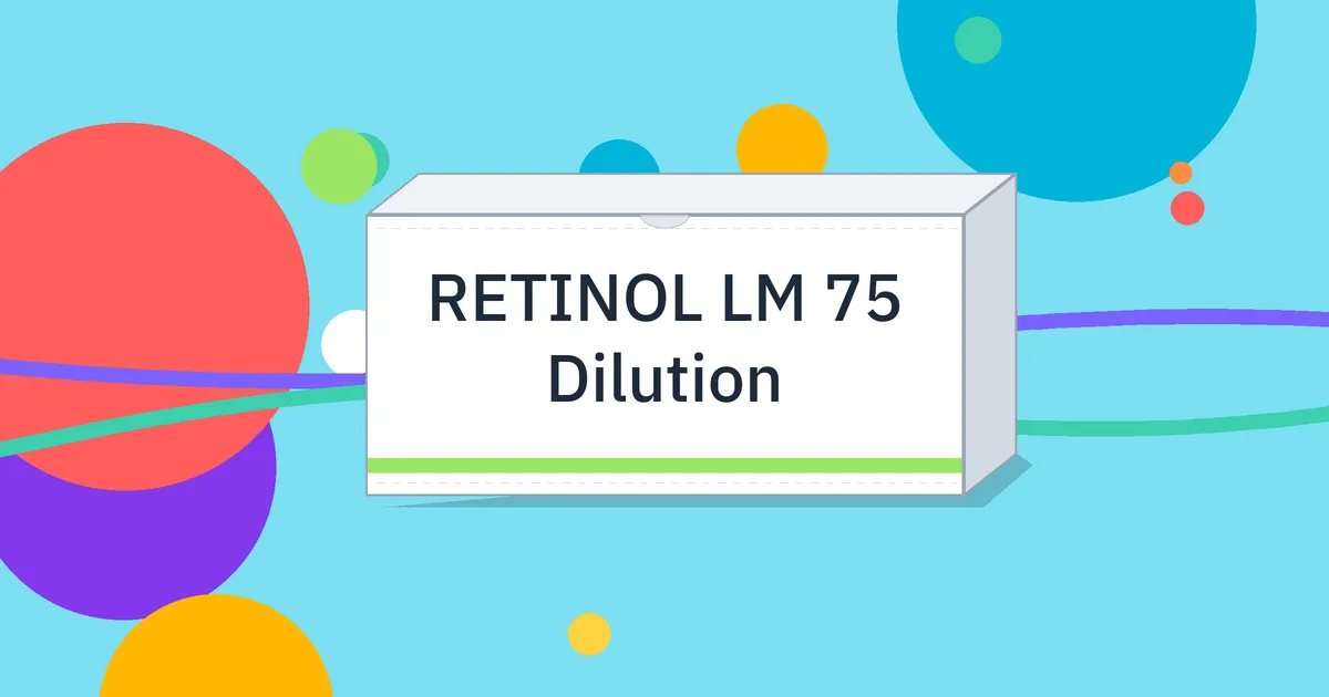 Symbolbild: Packung mit der Aufschrift RETINOL LM 75 Dilution (PZN 13047859) – Verfügbarkeit und Bezug in Apotheken in Frankfurt am Main
