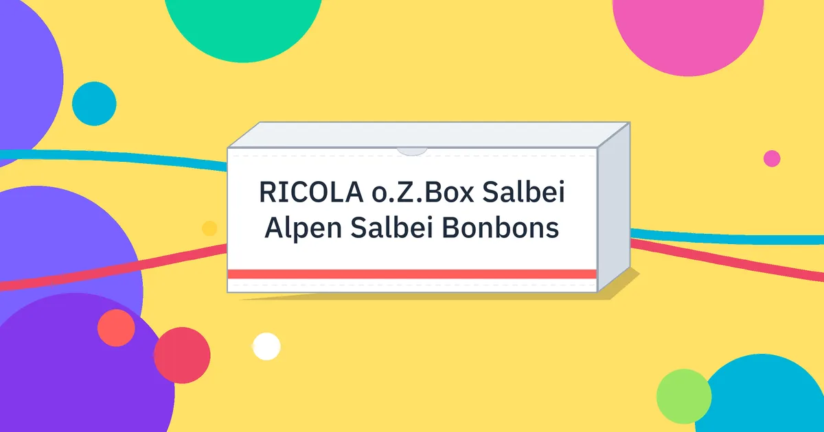 Symbolbild: Packung mit der Aufschrift RICOLA o.Z.Box Salbei Alpen Salbei Bonbons (PZN 10943435) – Verfügbarkeit und Bezug in Apotheken in Frankfurt am Main