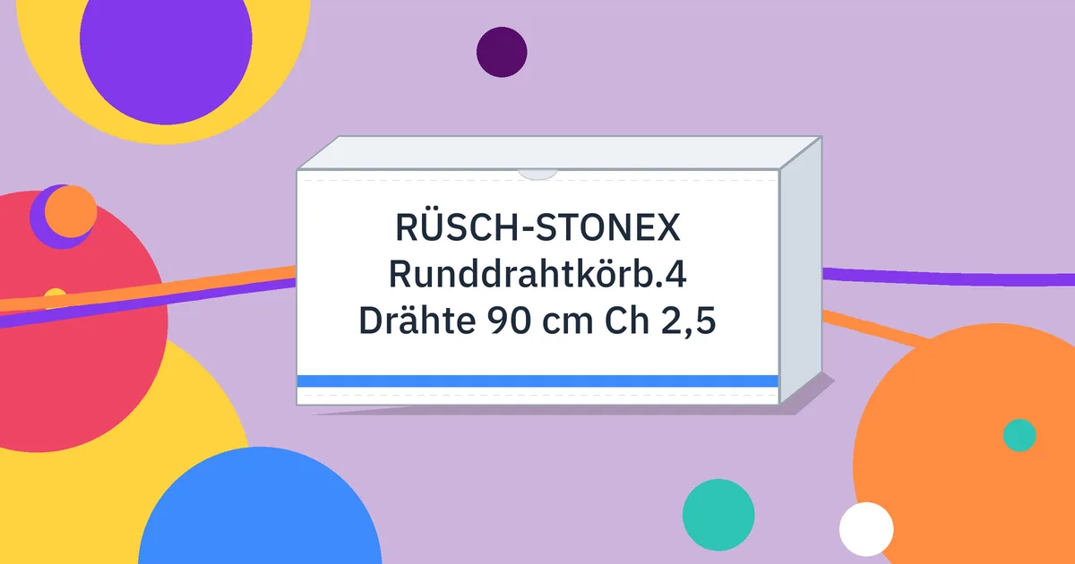 Symbolbild: Packung mit der Aufschrift RÜSCH-STONEX Runddrahtkörb.4 Drähte 90 cm Ch 2,5 (PZN 12425035) – Verfügbarkeit und Bezug in Apotheken in Frankfurt am Main