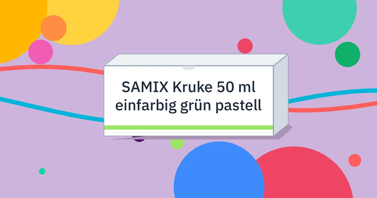 Symbolbild: Packung mit der Aufschrift SAMIX Kruke 50 ml einfarbig grün pastell (PZN 19987983) – Verfügbarkeit und Bezug in Apotheken in Frankfurt am Main