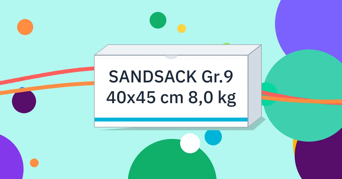 Symbolbild: Packung mit der Aufschrift SANDSACK Gr.9 40x45 cm 8,0 kg (PZN 02443233) – Verfügbarkeit und Bezug in Apotheken in Frankfurt am Main