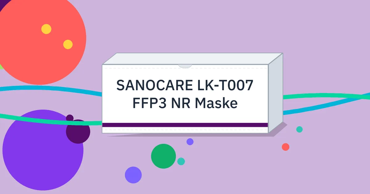 Symbolbild: Packung mit der Aufschrift SANOCARE LK-T007 FFP3 NR Maske (PZN 20897334) – Verfügbarkeit und Bezug in Apotheken in Frankfurt am Main