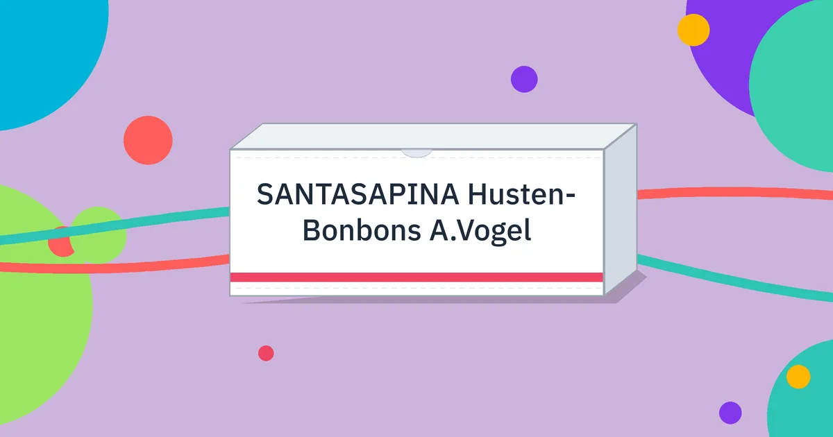 Symbolbild: Packung mit der Aufschrift SANTASAPINA Husten-Bonbons A.Vogel (PZN 01343989) – Verfügbarkeit und Bezug in Apotheken in Frankfurt am Main
