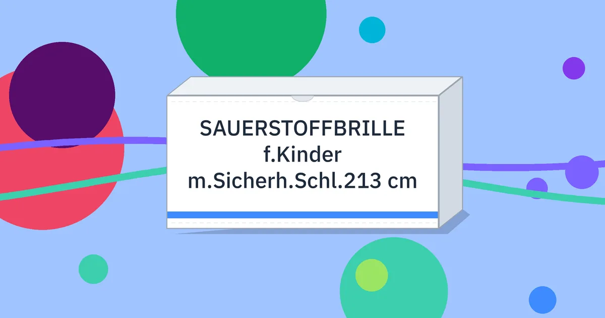 Symbolbild: Packung mit der Aufschrift SAUERSTOFFBRILLE f.Kinder m.Sicherh.Schl.213 cm (PZN 03799305) – Verfügbarkeit und Bezug in Apotheken in Frankfurt am Main