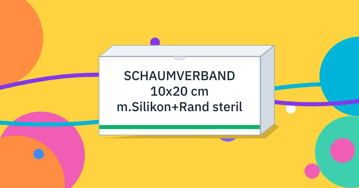 Symbolbild: Packung mit der Aufschrift SCHAUMVERBAND 10x20 cm m.Silikon+Rand steril (PZN 19509255) – Verfügbarkeit und Bezug in Apotheken in Frankfurt am Main