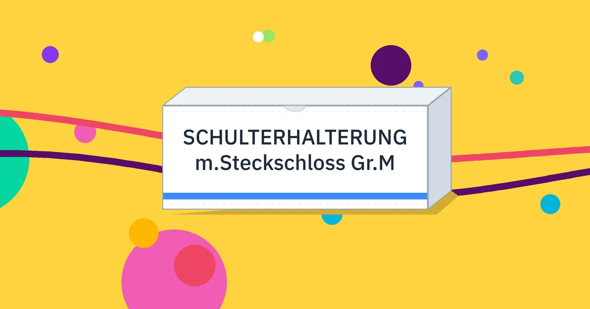Symbolbild: Packung mit der Aufschrift SCHULTERHALTERUNG m.Steckschloss Gr.M (PZN 11568034) – Verfügbarkeit und Bezug in Apotheken in Frankfurt am Main
