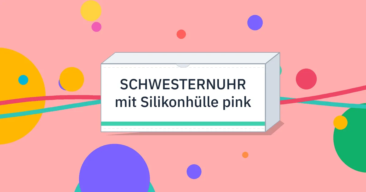 Symbolbild: Packung mit der Aufschrift SCHWESTERNUHR mit Silikonhülle pink (PZN 12482381) – Verfügbarkeit und Bezug in Apotheken in Frankfurt am Main