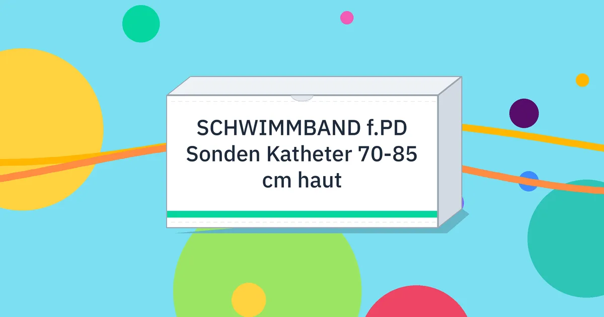 Symbolbild: Packung mit der Aufschrift SCHWIMMBAND f.PD Sonden Katheter 70-85 cm haut (PZN 15391495) – Verfügbarkeit und Bezug in Apotheken in Frankfurt am Main