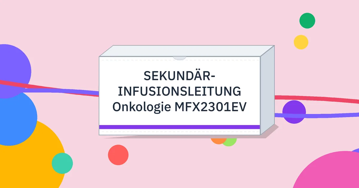 Symbolbild: Packung mit der Aufschrift SEKUNDÄR-INFUSIONSLEITUNG Onkologie MFX2301EV (PZN 13589477) – Verfügbarkeit und Bezug in Apotheken in Frankfurt am Main