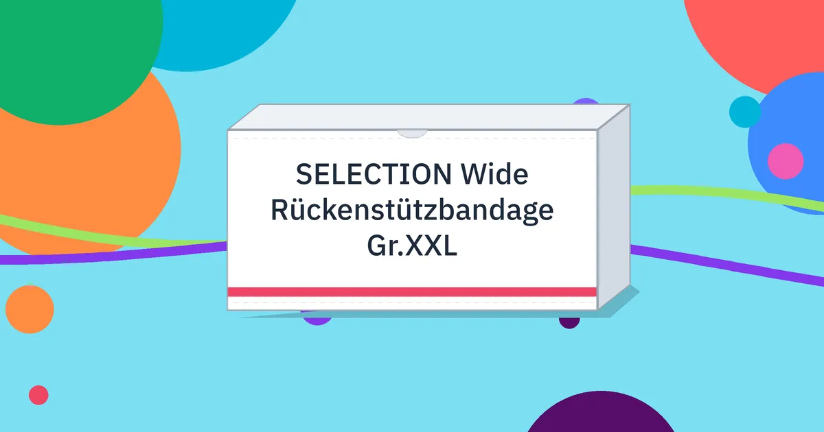 Symbolbild: Packung mit der Aufschrift SELECTION Wide Rückenstützbandage Gr.XXL (PZN 19133643) – Verfügbarkeit und Bezug in Apotheken in Frankfurt am Main