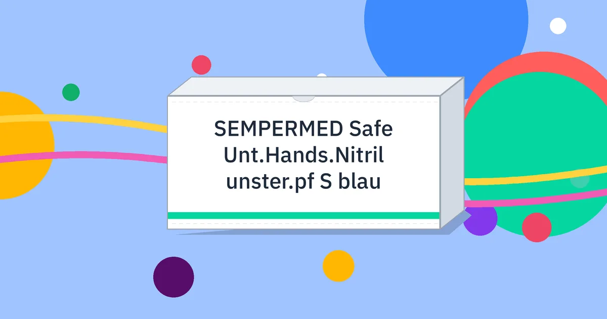 Symbolbild: Packung mit der Aufschrift SEMPERMED Safe Unt.Hands.Nitril unster.pf S blau (PZN 19971166) – Verfügbarkeit und Bezug in Apotheken in Frankfurt am Main