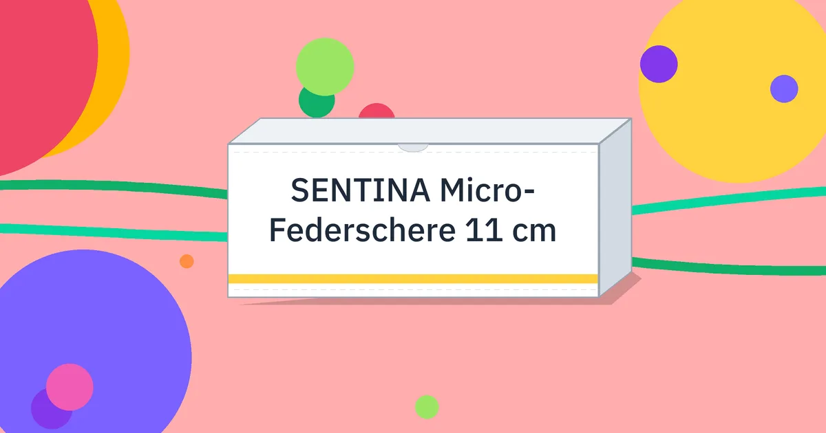 Symbolbild: Packung mit der Aufschrift SENTINA Micro-Federschere 11 cm (PZN 11585104) – Verfügbarkeit und Bezug in Apotheken in Frankfurt am Main