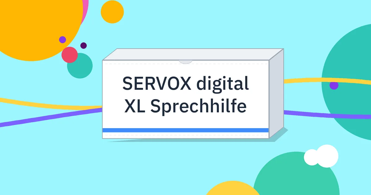 Symbolbild: Packung mit der Aufschrift SERVOX digital XL Sprechhilfe (PZN 14162692) – Verfügbarkeit und Bezug in Apotheken in Frankfurt am Main