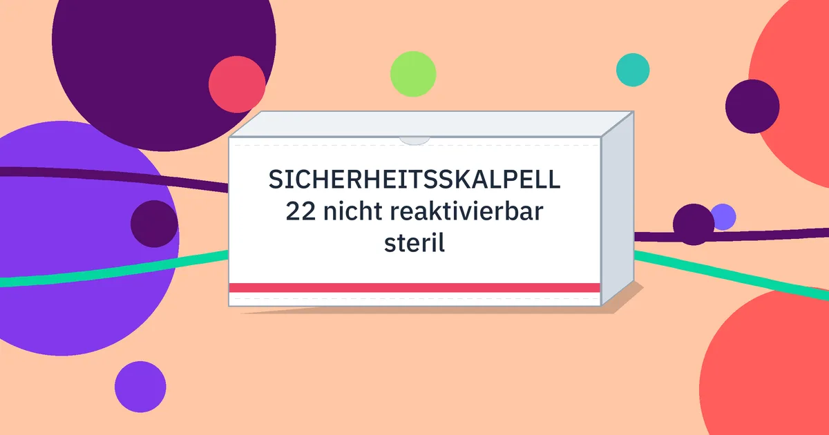 Symbolbild: Packung mit der Aufschrift SICHERHEITSSKALPELL 22 nicht reaktivierbar steril (PZN 09107194) – Verfügbarkeit und Bezug in Apotheken in Frankfurt am Main