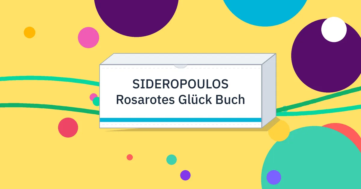 Symbolbild: Packung mit der Aufschrift SIDEROPOULOS Rosarotes Glück Buch (PZN 17061690) – Verfügbarkeit und Bezug in Apotheken in Frankfurt am Main