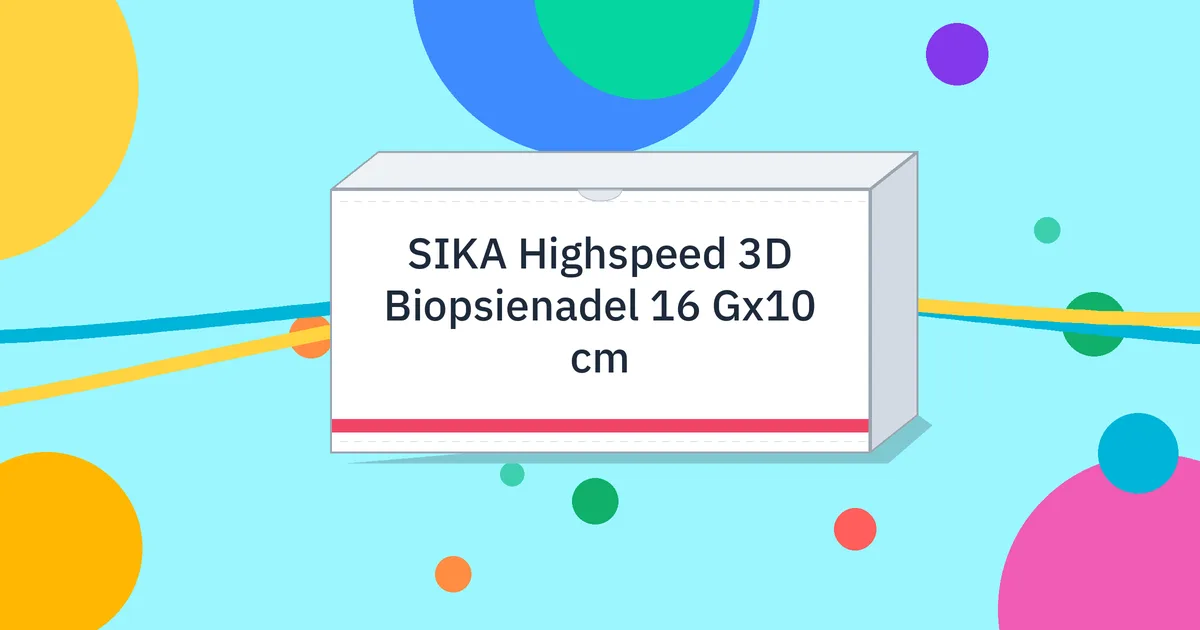 Symbolbild: Packung mit der Aufschrift SIKA Highspeed 3D Biopsienadel 16 Gx10 cm (PZN 20272462) – Verfügbarkeit und Bezug in Apotheken in Frankfurt am Main