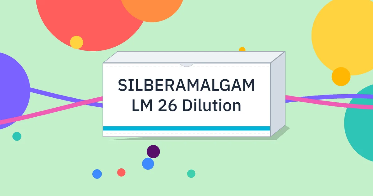 Symbolbild: Packung mit der Aufschrift SILBERAMALGAM LM 26 Dilution (PZN 13189430) – Verfügbarkeit und Bezug in Apotheken in Frankfurt am Main