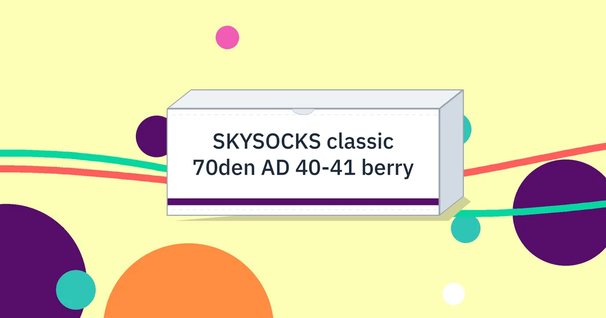Symbolbild: Packung mit der Aufschrift SKYSOCKS classic 70den AD 40-41 berry (PZN 18095828) – Verfügbarkeit und Bezug in Apotheken in Frankfurt am Main