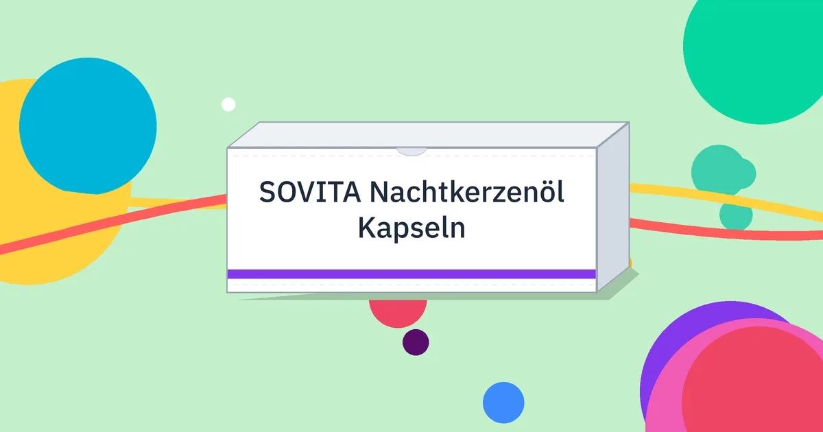 Symbolbild: Packung mit der Aufschrift SOVITA Nachtkerzenöl Kapseln (PZN 14177541) – Verfügbarkeit und Bezug in Apotheken in Frankfurt am Main