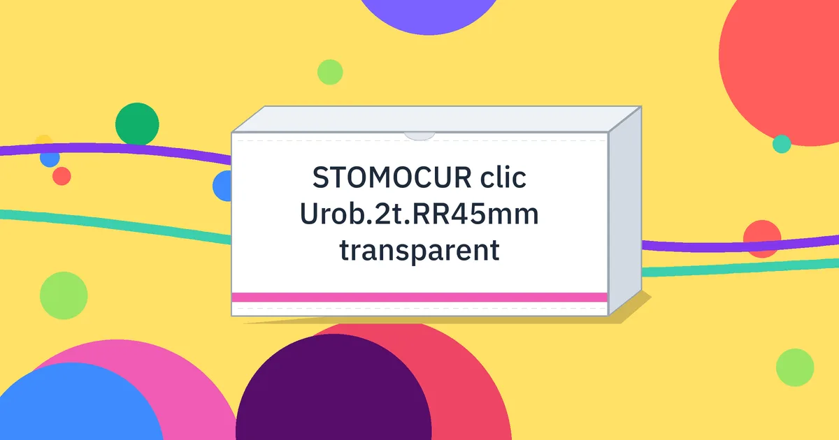 Symbolbild: Packung mit der Aufschrift STOMOCUR clic Urob.2t.RR45mm transparent (PZN 17206823) – Verfügbarkeit und Bezug in Apotheken in Frankfurt am Main