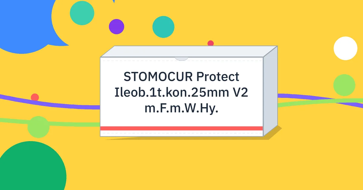 Symbolbild: Packung mit der Aufschrift STOMOCUR Protect Ileob.1t.kon.25mm V2 m.F.m.W.Hy. (PZN 14360191) – Verfügbarkeit und Bezug in Apotheken in Frankfurt am Main