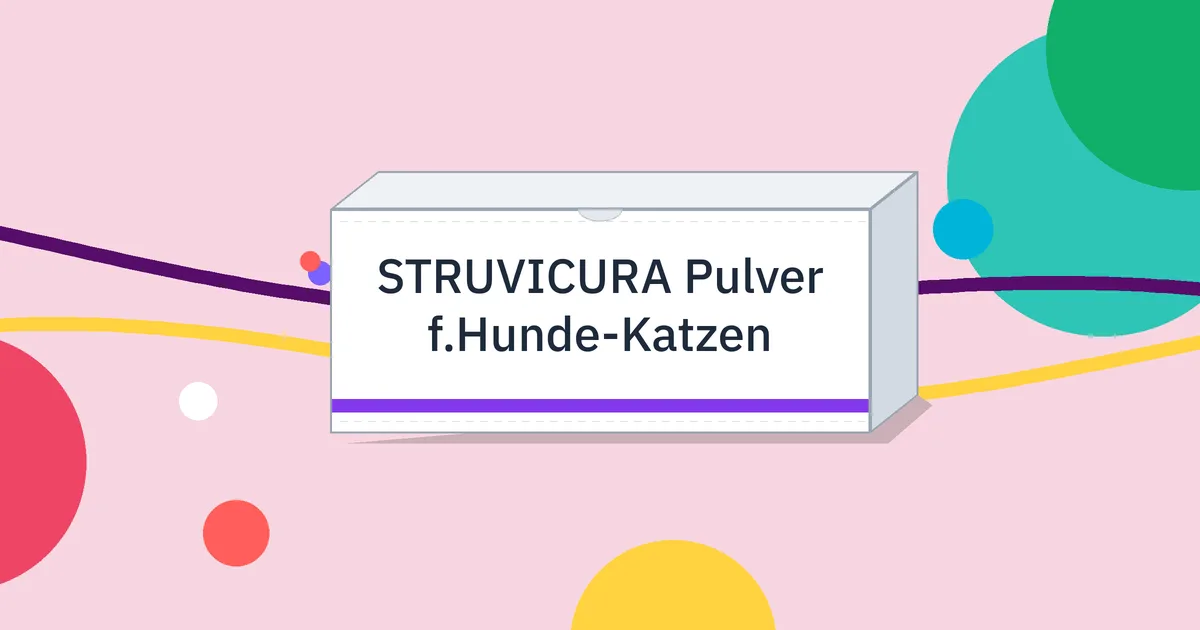 Symbolbild: Packung mit der Aufschrift STRUVICURA Pulver f.Hunde-Katzen (PZN 19875103) – Verfügbarkeit und Bezug in Apotheken in Frankfurt am Main