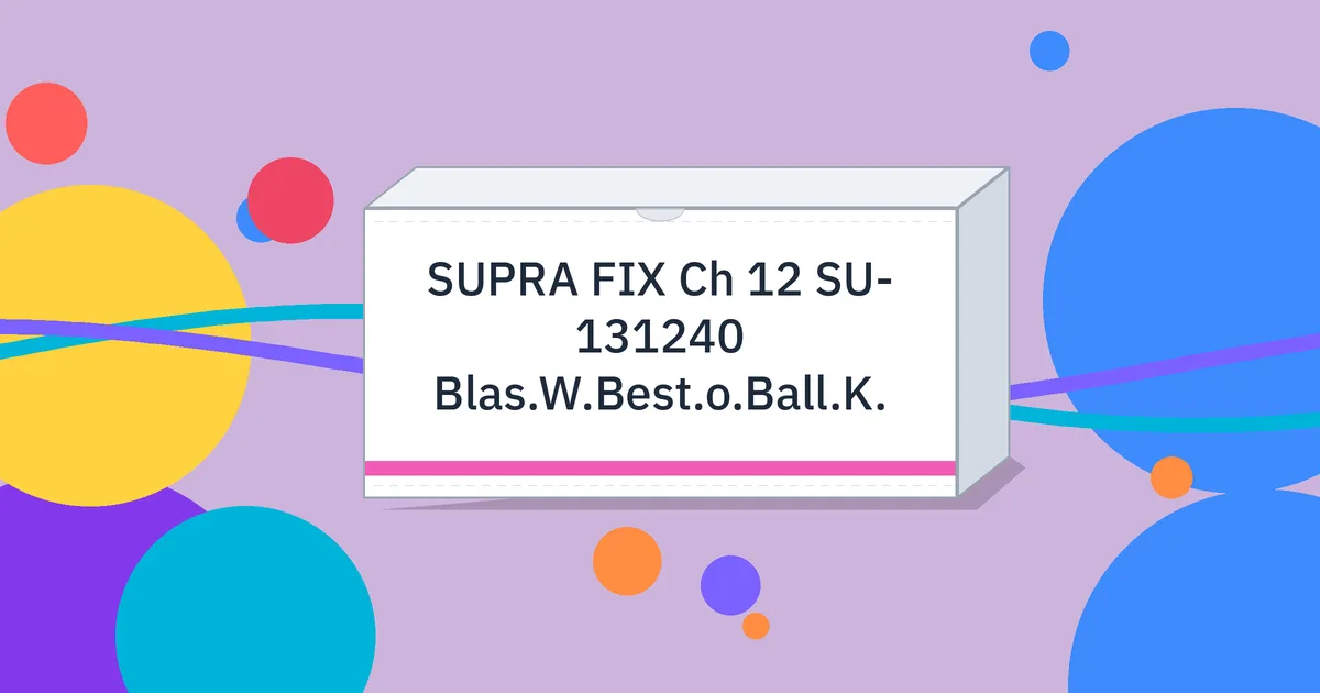 Symbolbild: Packung mit der Aufschrift SUPRA FIX Ch 12 SU-131240 Blas.W.Best.o.Ball.K. (PZN 07215407) – Verfügbarkeit und Bezug in Apotheken in Frankfurt am Main