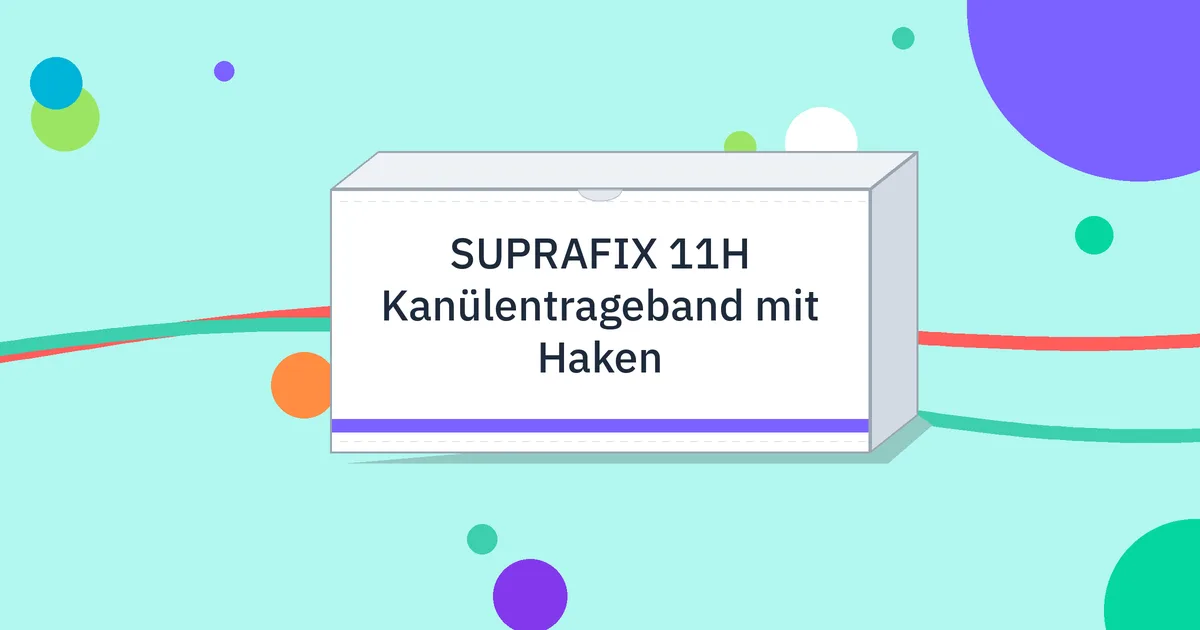 Symbolbild: Packung mit der Aufschrift SUPRAFIX 11H Kanülentrageband mit Haken (PZN 03896267) – Verfügbarkeit und Bezug in Apotheken in Frankfurt am Main