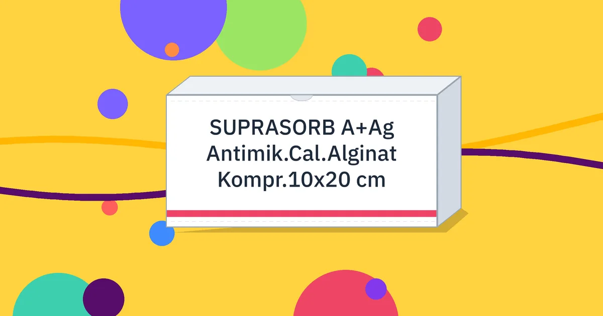 Symbolbild: Packung mit der Aufschrift SUPRASORB A+Ag Antimik.Cal.Alginat Kompr.10x20 cm (PZN 15420943) – Verfügbarkeit und Bezug in Apotheken in Frankfurt am Main