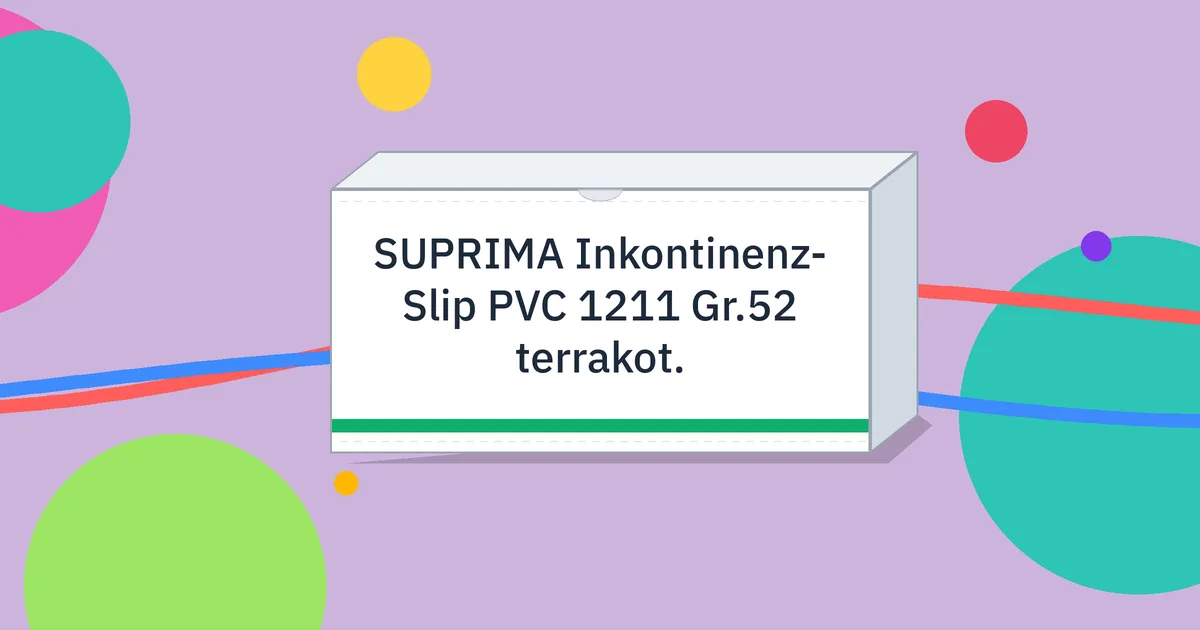 Symbolbild: Packung mit der Aufschrift SUPRIMA Inkontinenz-Slip PVC 1211 Gr.52 terrakot. (PZN 05971429) – Verfügbarkeit und Bezug in Apotheken in Frankfurt am Main