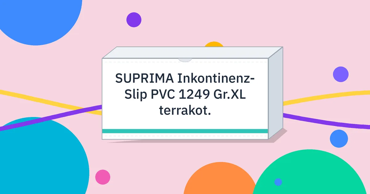 Symbolbild: Packung mit der Aufschrift SUPRIMA Inkontinenz-Slip PVC 1249 Gr.XL terrakot. (PZN 05976326) – Verfügbarkeit und Bezug in Apotheken in Frankfurt am Main