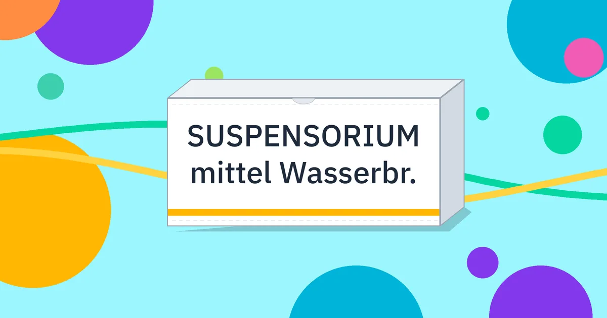 Symbolbild: Packung mit der Aufschrift SUSPENSORIUM mittel Wasserbr. (PZN 02009554) – Verfügbarkeit und Bezug in Apotheken in Frankfurt am Main